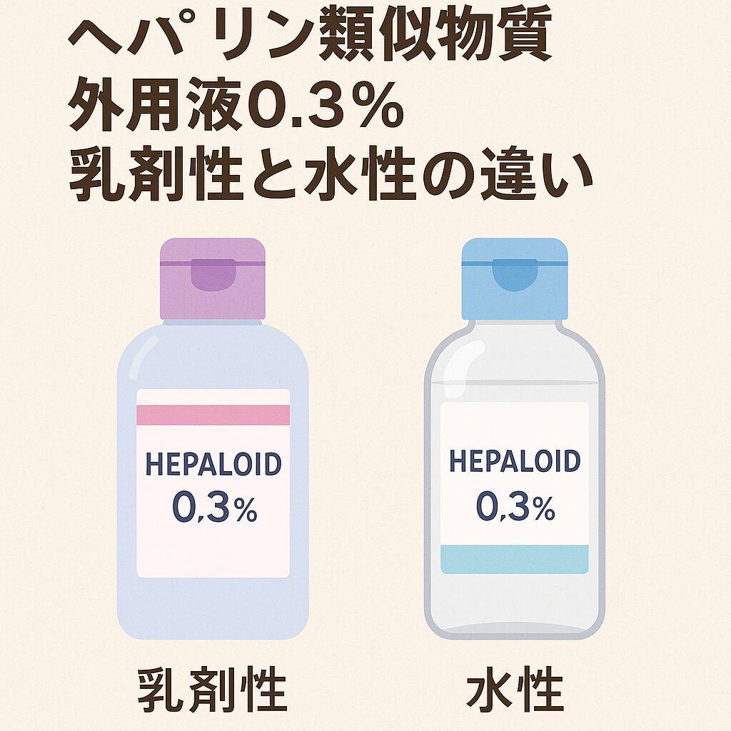 ヘパリン類似物質外用液0.3％ の乳剤性と水性の違いは？ | くすりの勉強 -薬剤師のブログ-